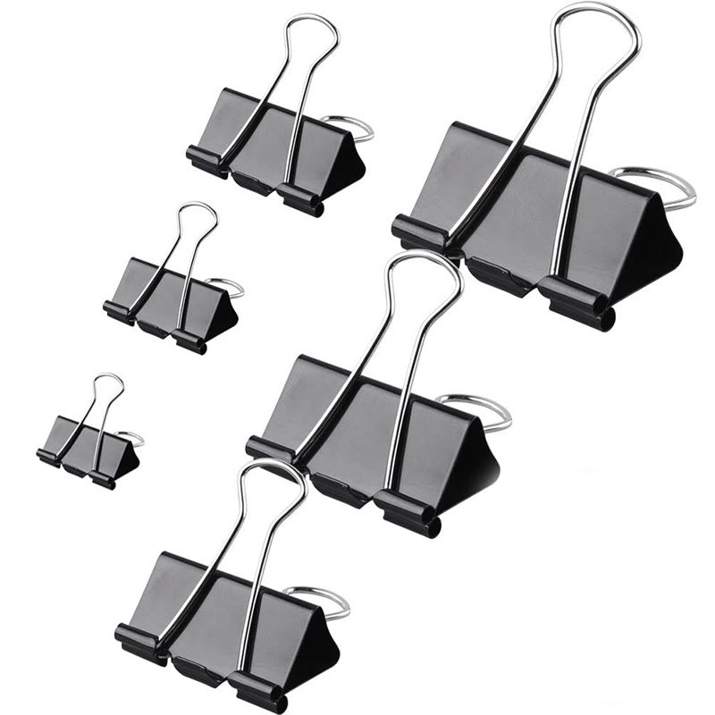 Black Metal Folder with 15mm Paper Fold Back Clips for Office Supplies ...