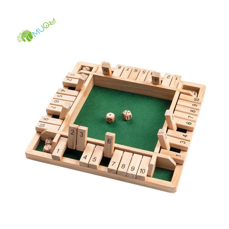 Custom Wooden 4-Player Shut The Box Dice Game Set - YumuQ - DillBe ...